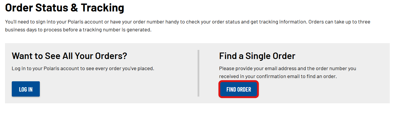 Order Tracking | Polaris Commercial